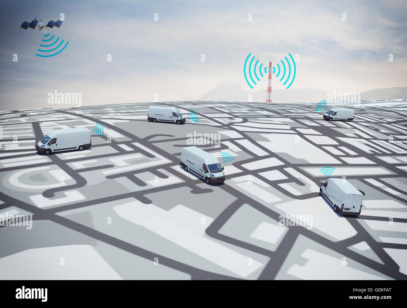 3D Rendering GPS route Stock Photo - Alamy