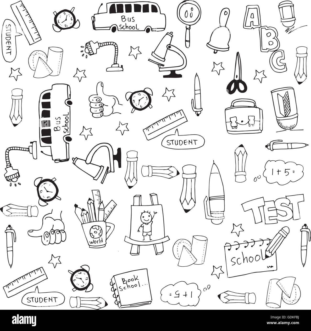 Design school tools doodle art Black and White Stock Photos & Images ...