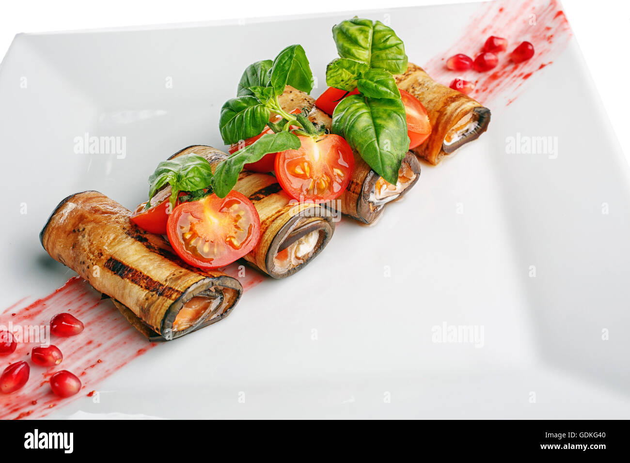 appetizing restaurant food on white background Stock Photo - Alamy