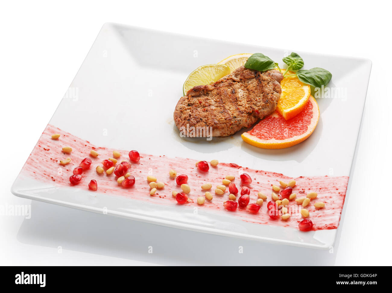 appetizing restaurant food on white background Stock Photo - Alamy