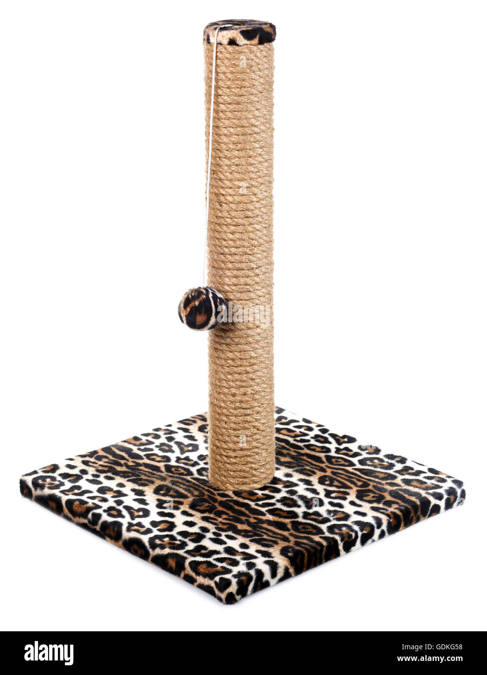 Cat scratching post on a white background Stock Photo - Alamy