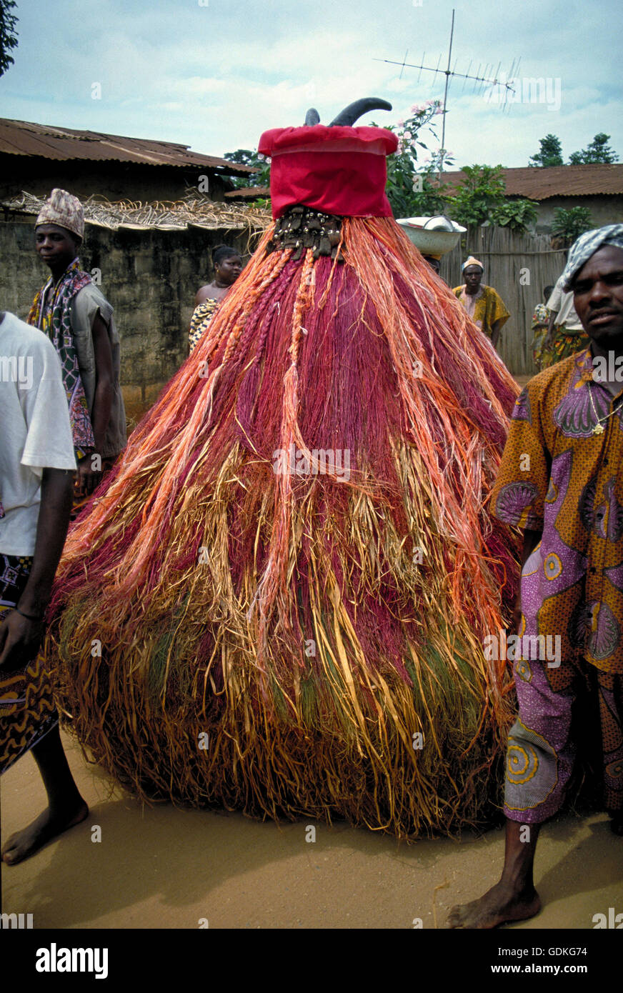 Zangbeto spirit dancer, known as a "Guardian of the Night" during a ...