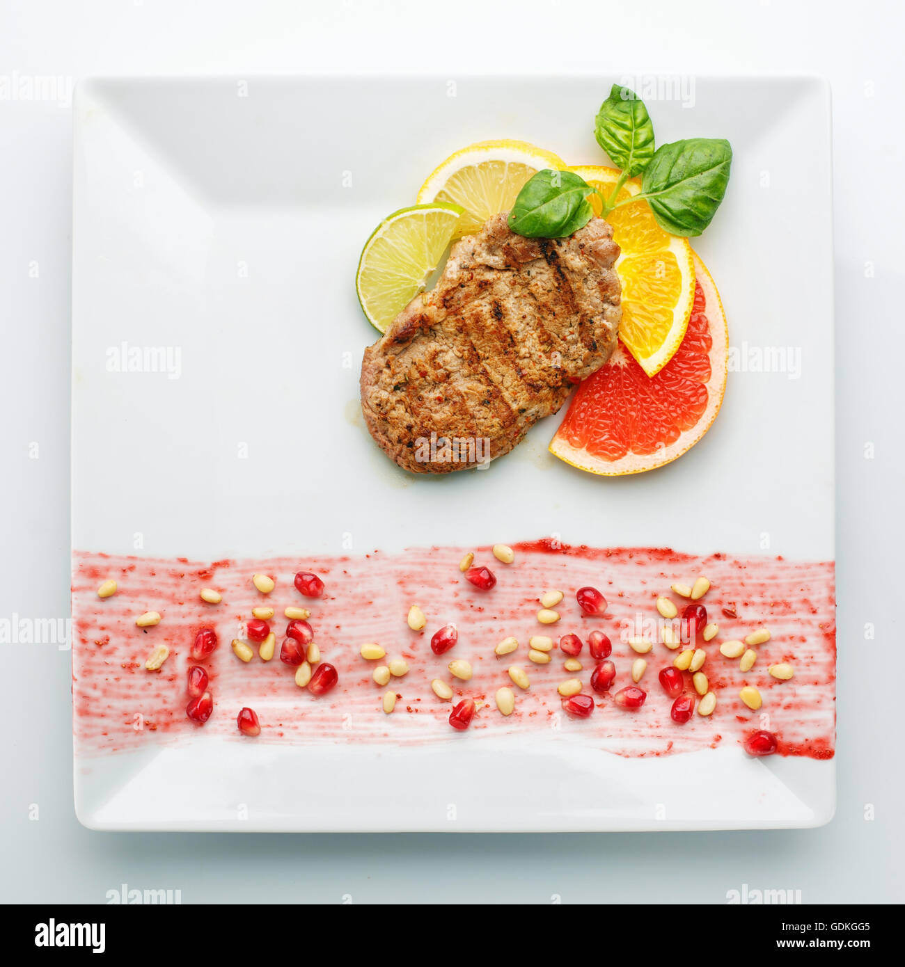 appetizing restaurant food on white background Stock Photo - Alamy