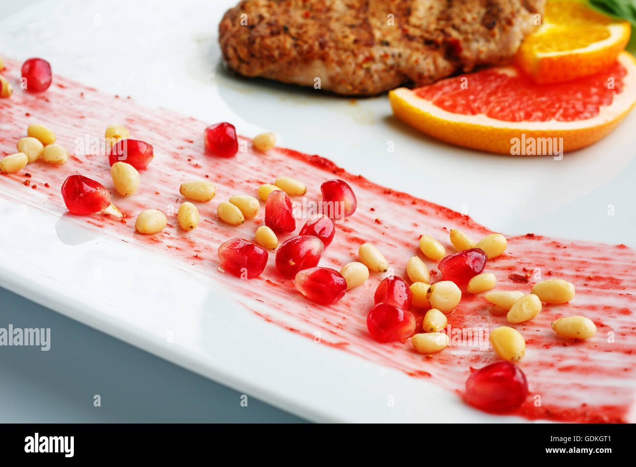 appetizing restaurant food on white background Stock Photo - Alamy