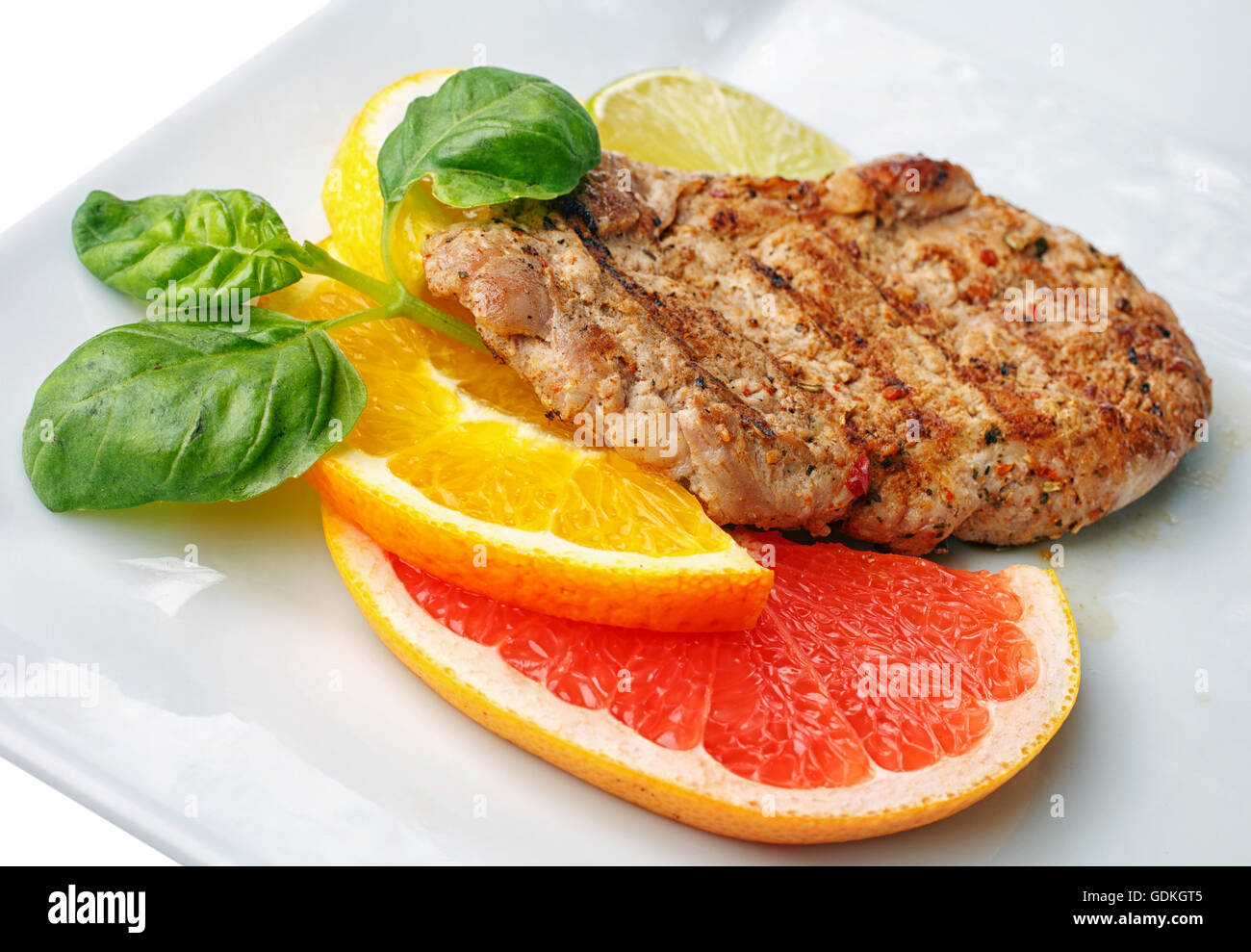 appetizing restaurant food on white background Stock Photo - Alamy