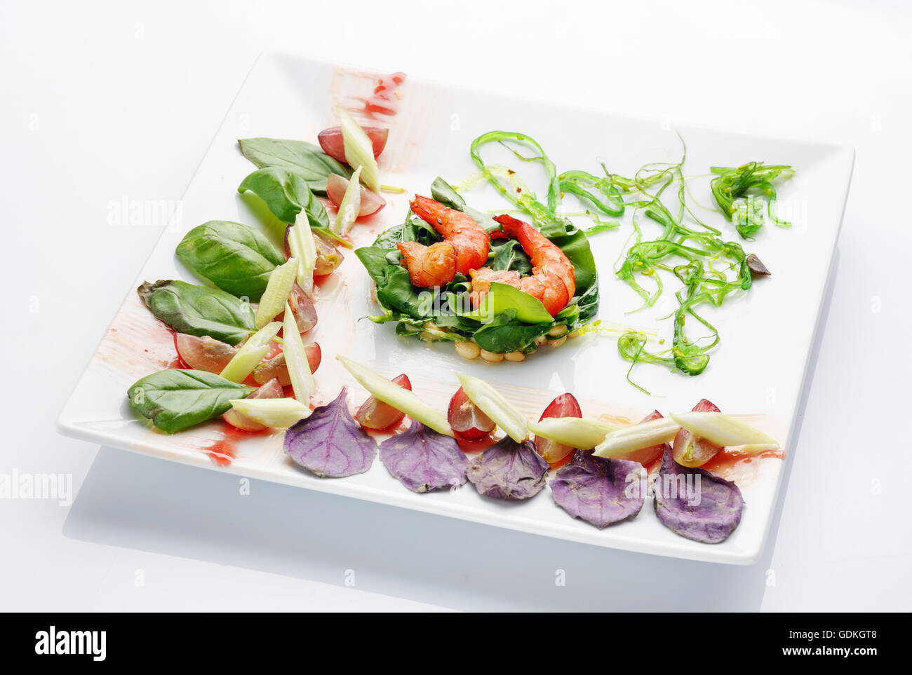 appetizing restaurant food on white background Stock Photo - Alamy