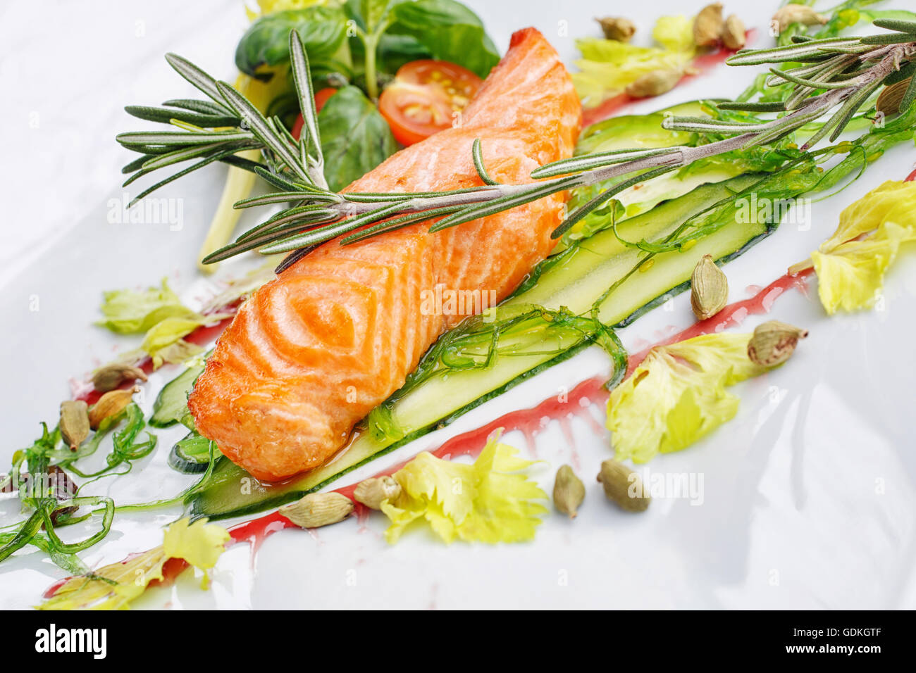 appetizing restaurant food on white background Stock Photo - Alamy