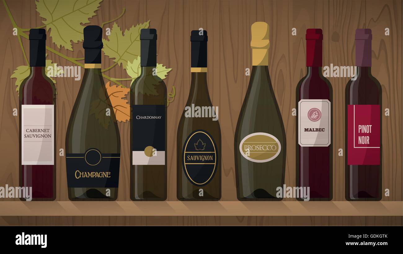 Red wine bottles cellar Stock Vector Images - Alamy