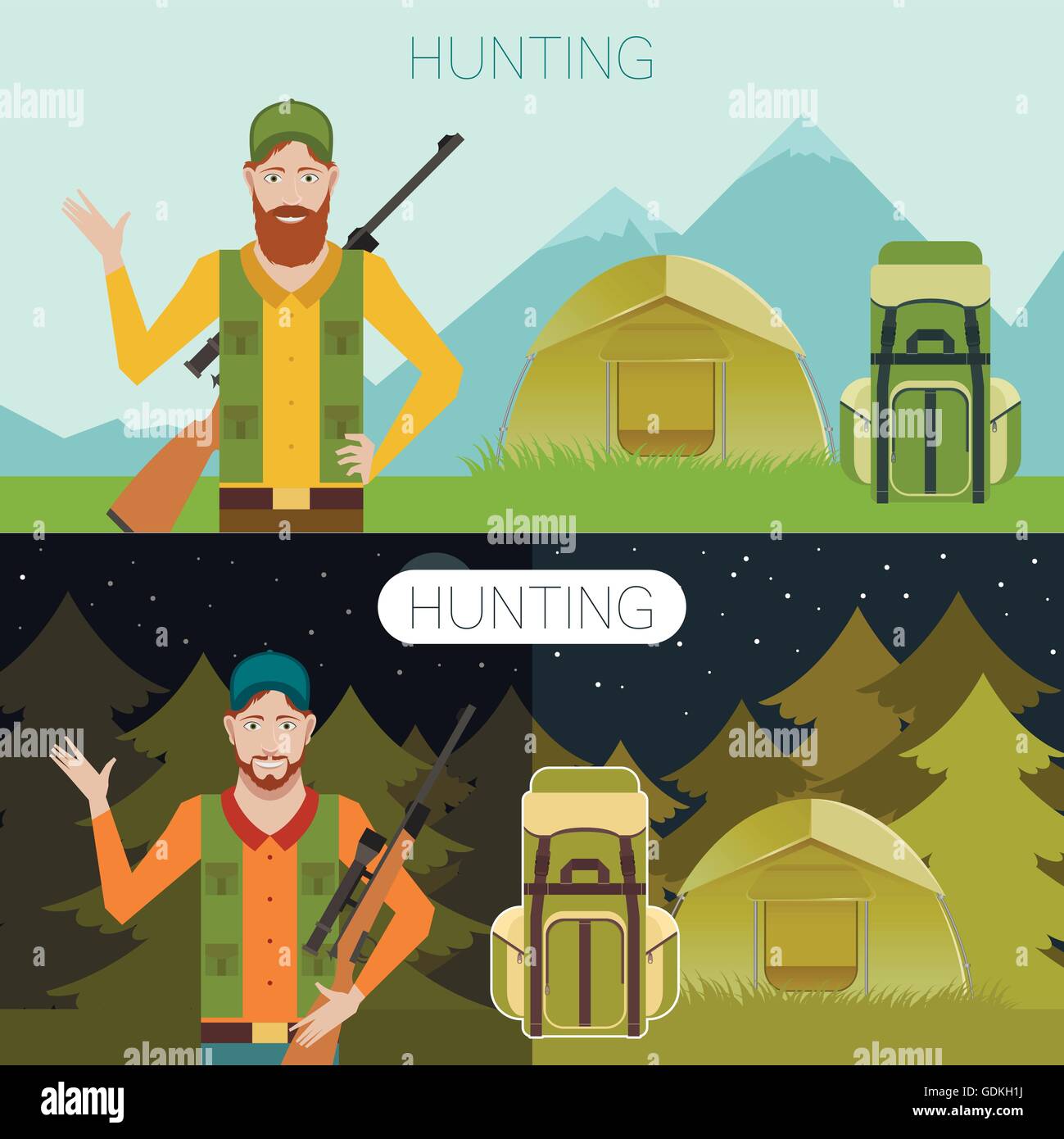 Hunting in the forest banner1 Stock Vector Image & Art - Alamy