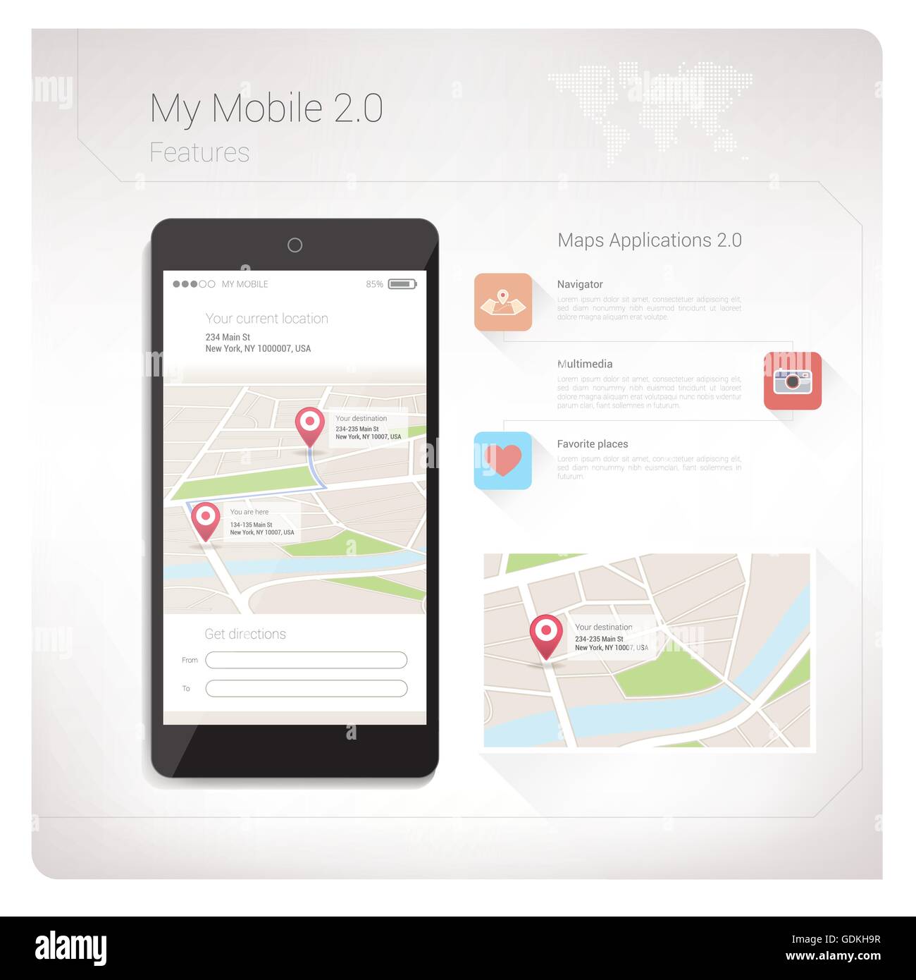 Gps map with icons hi-res stock photography and images - Alamy
