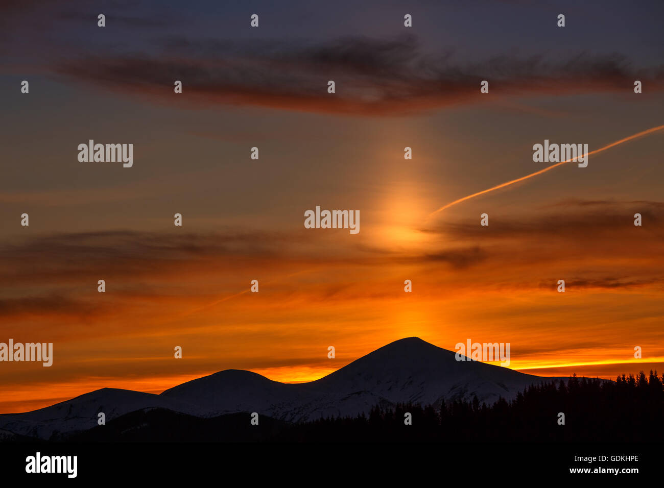 Majestic sunset in the mountains landscape. Dramatic sky Stock Photo ...