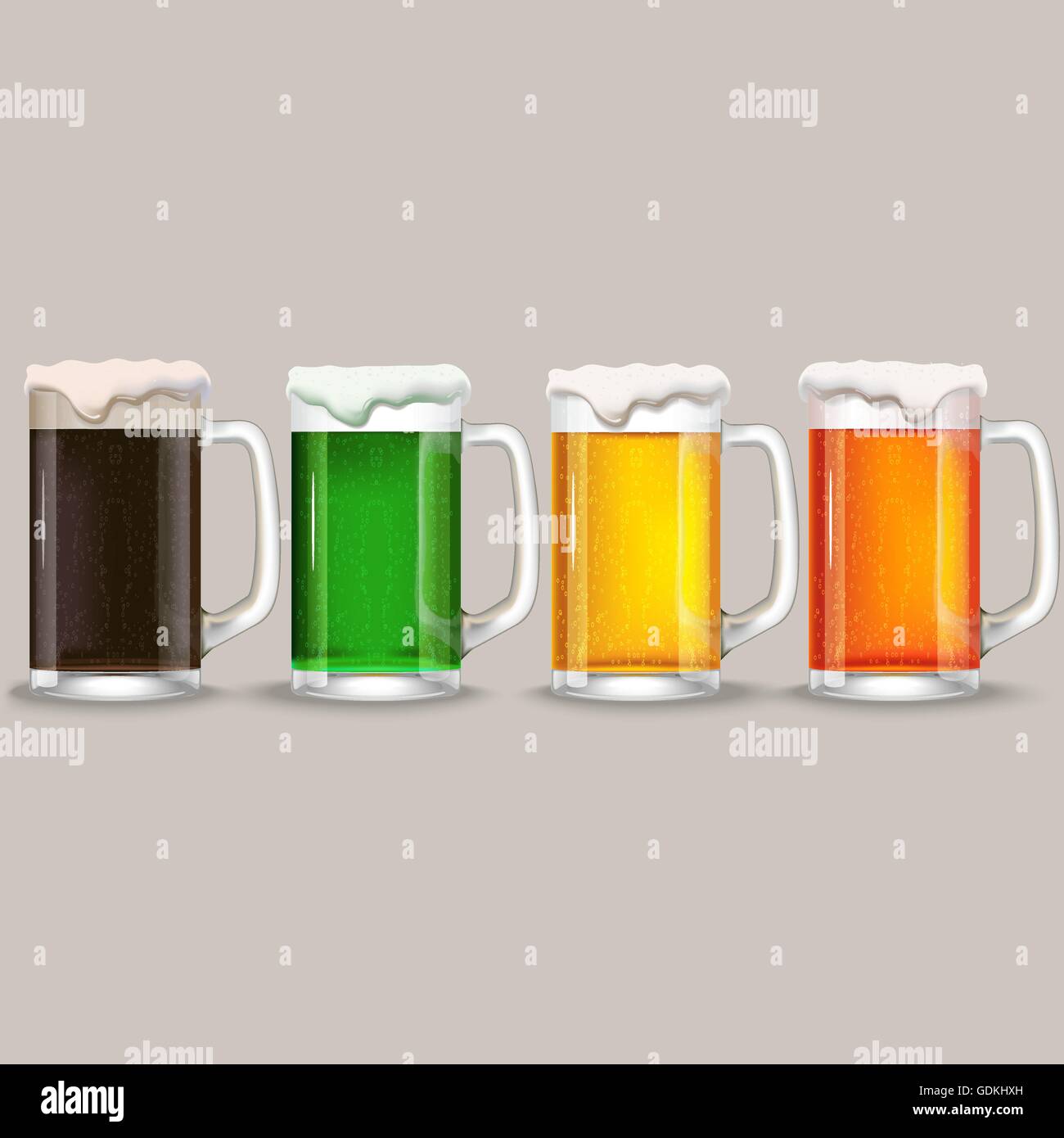 four mug of different beer Stock Vector Image & Art - Alamy
