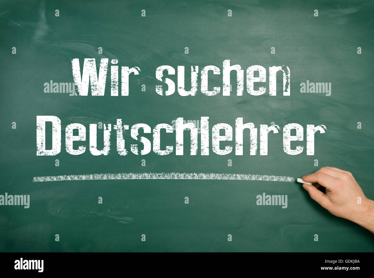 On a blackboard the text is written we are seeking German teacher by ...