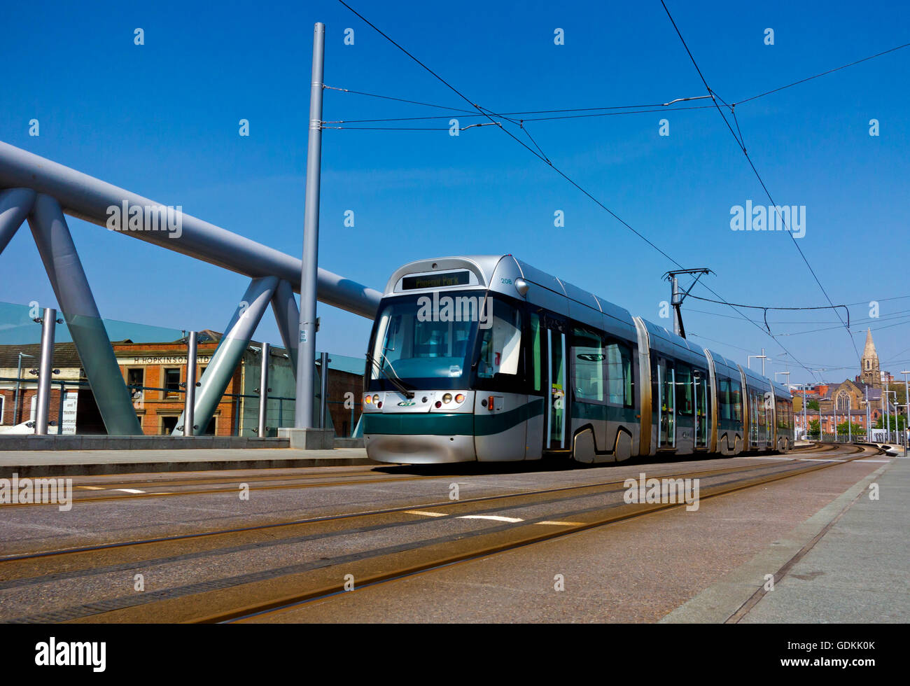 Nottingham Express Transit NET tram in operation in Nottingham city ...