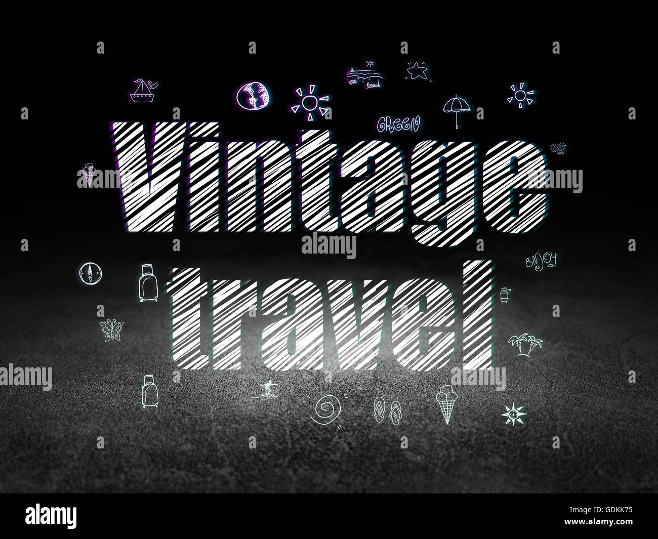 Travel concept: Vintage Travel in grunge dark room Stock Photo - Alamy