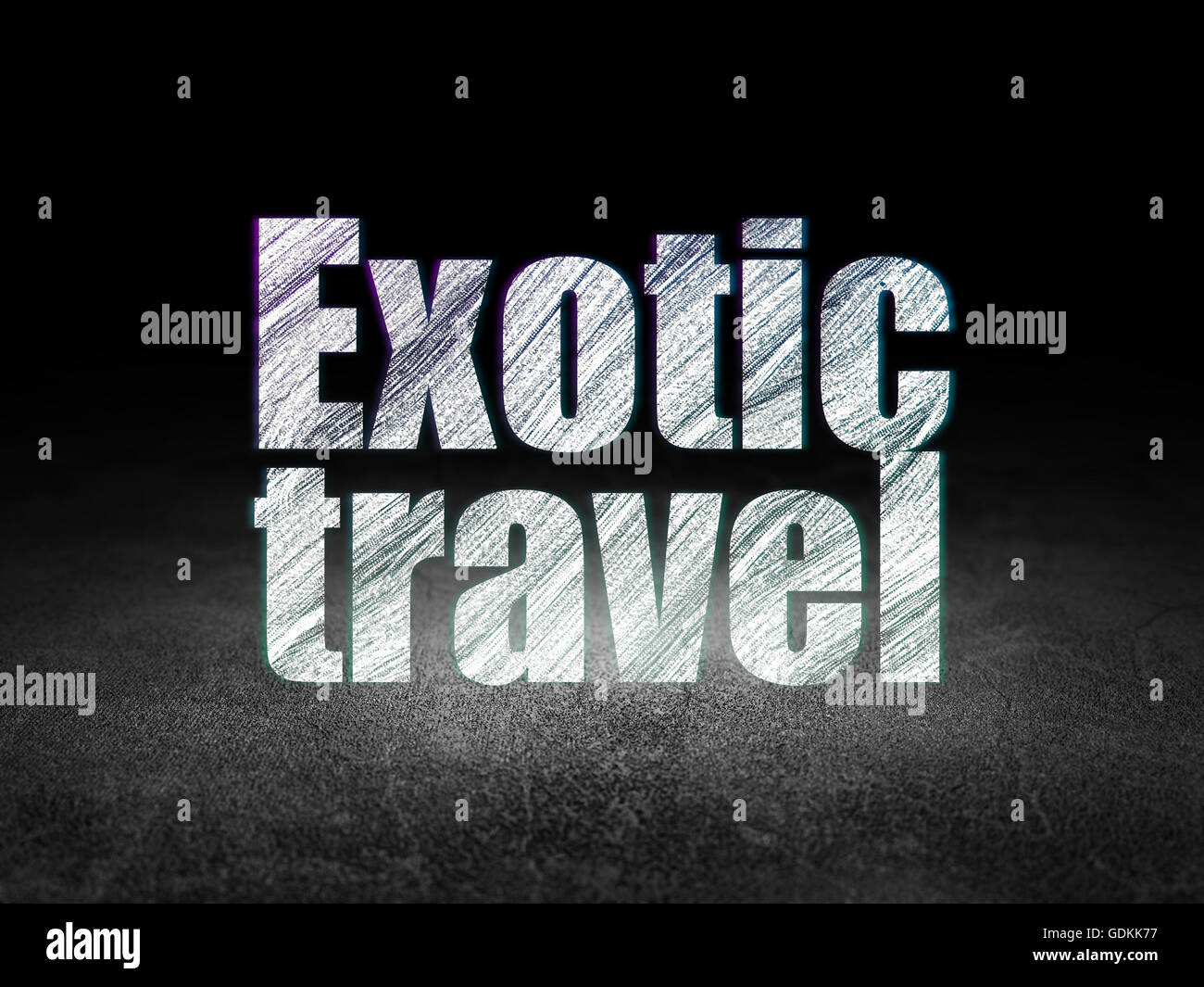 Travel concept: Exotic Travel in grunge dark room Stock Photo - Alamy