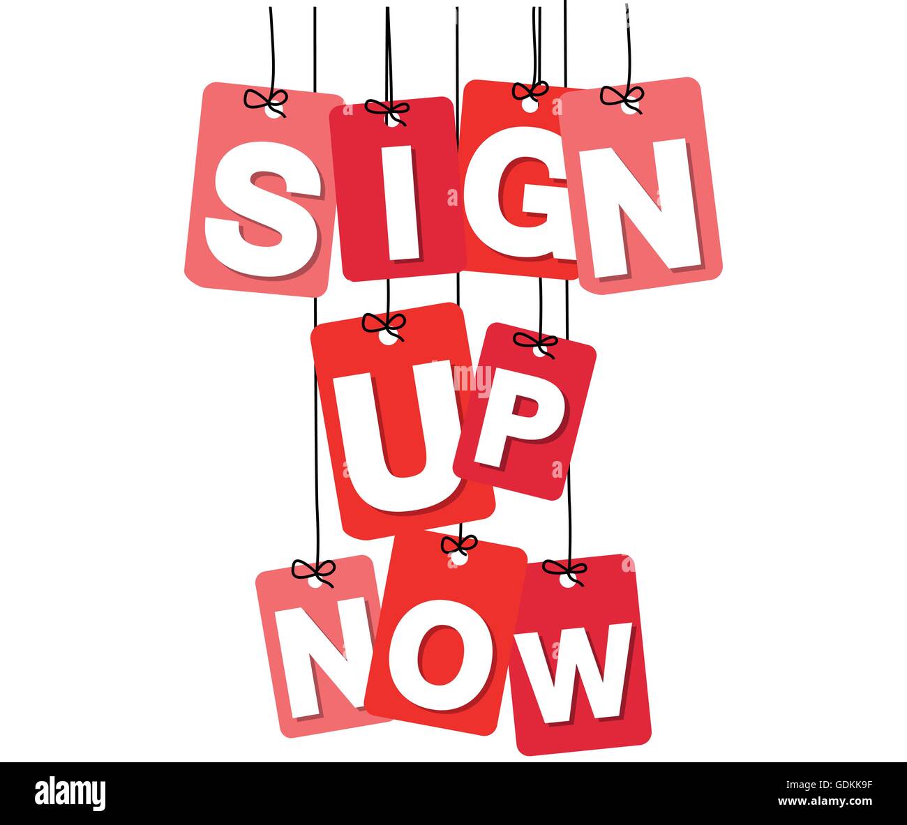 Vector colorful hanging cardboard. Tags - sign up now Stock Vector ...