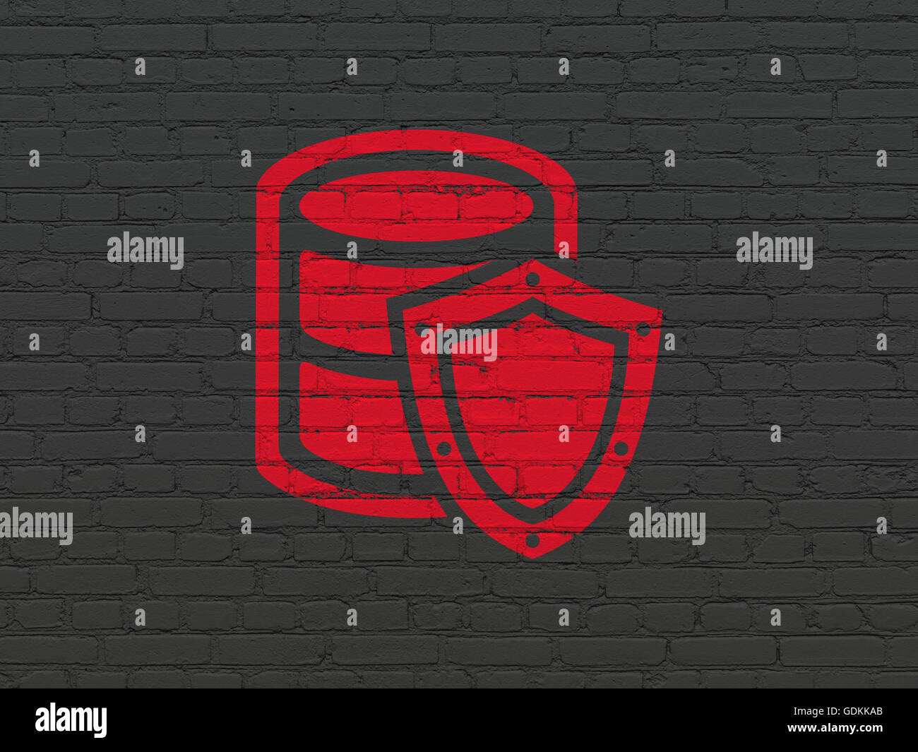 Database concept: Database With Shield on wall background Stock Photo ...