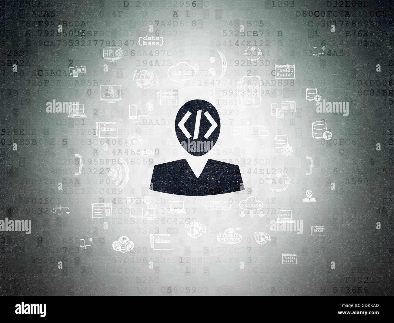 Programming concept: Programmer on Digital Data Paper background Stock ...