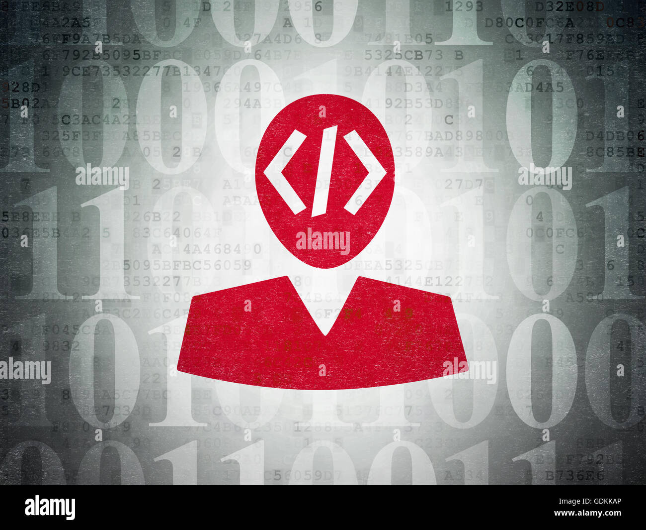 Database concept: Programmer on Digital Data Paper background Stock ...