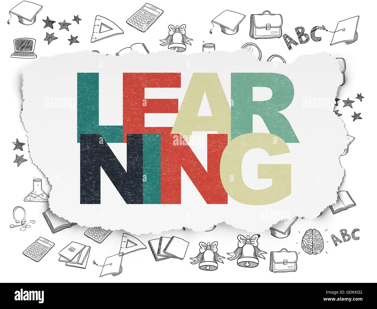 Education concept: Learning on Torn Paper background Stock Photo - Alamy