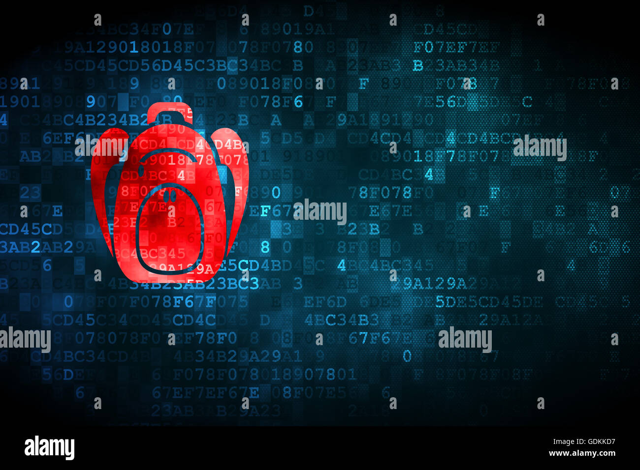 Studying concept: Backpack on digital background Stock Photo - Alamy
