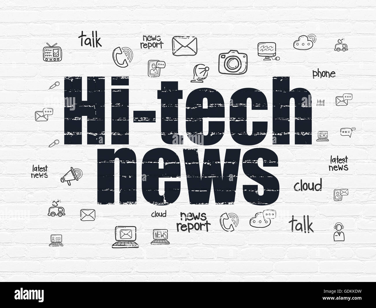 News concept: Hi-tech News on wall background Stock Photo - Alamy