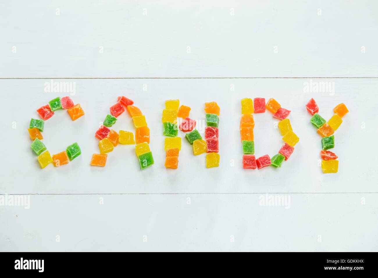 Word candy written with dried pineapples Stock Photo - Alamy