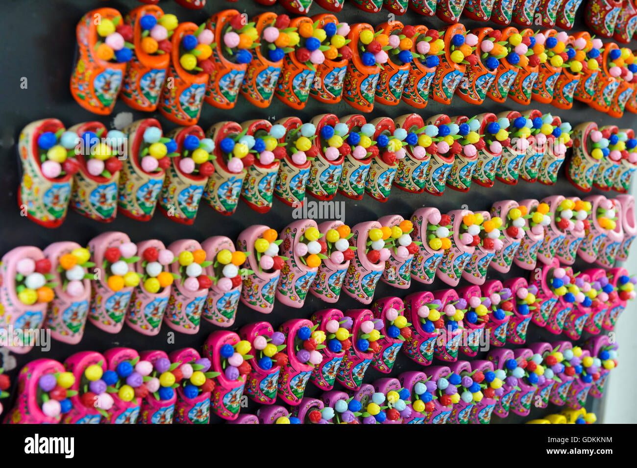 Colourful traditional handmade clogs on display in Amsterdam, Holland ...