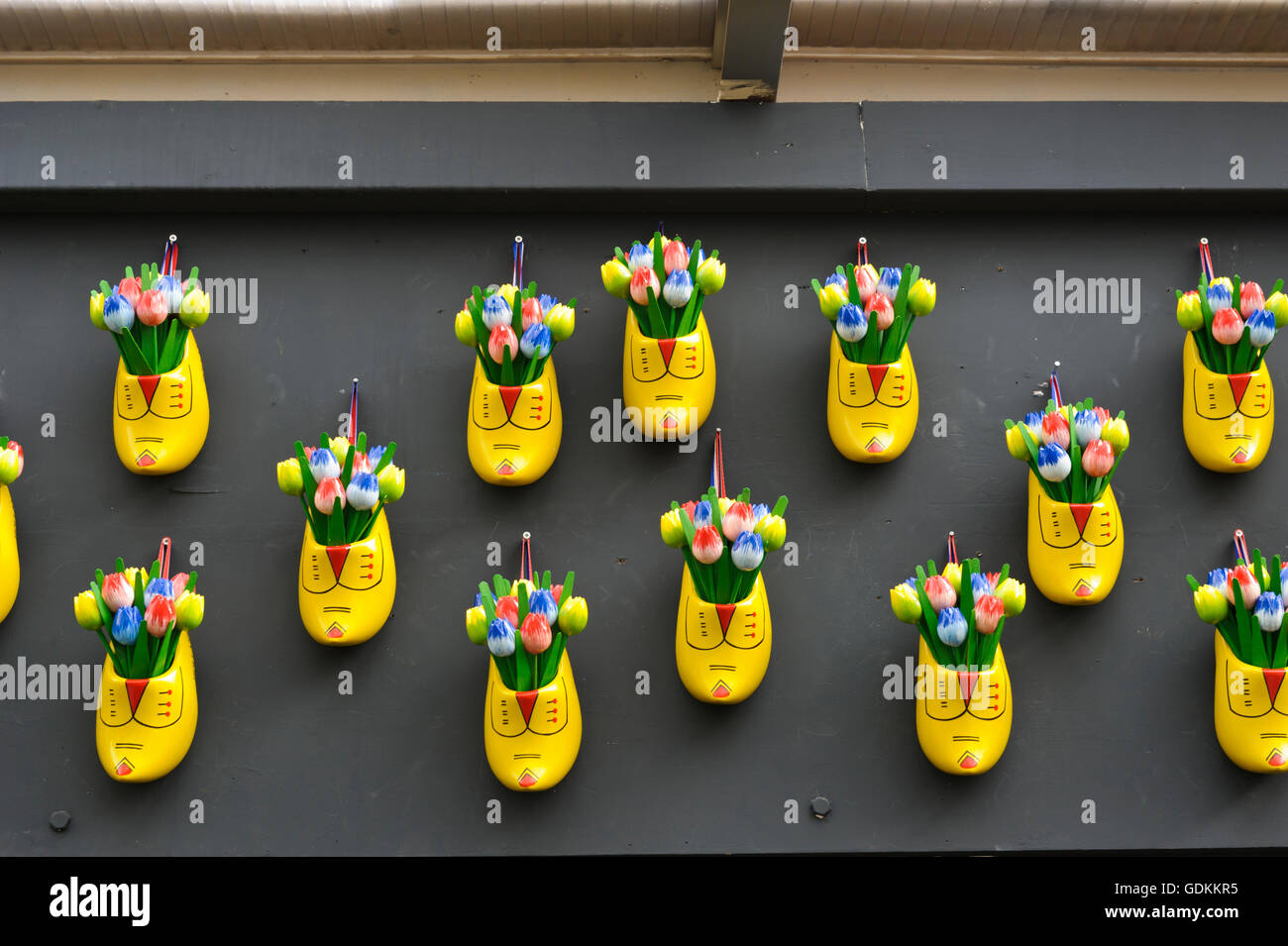 Colourful traditional handmade clogs on display in Amsterdam, Holland ...