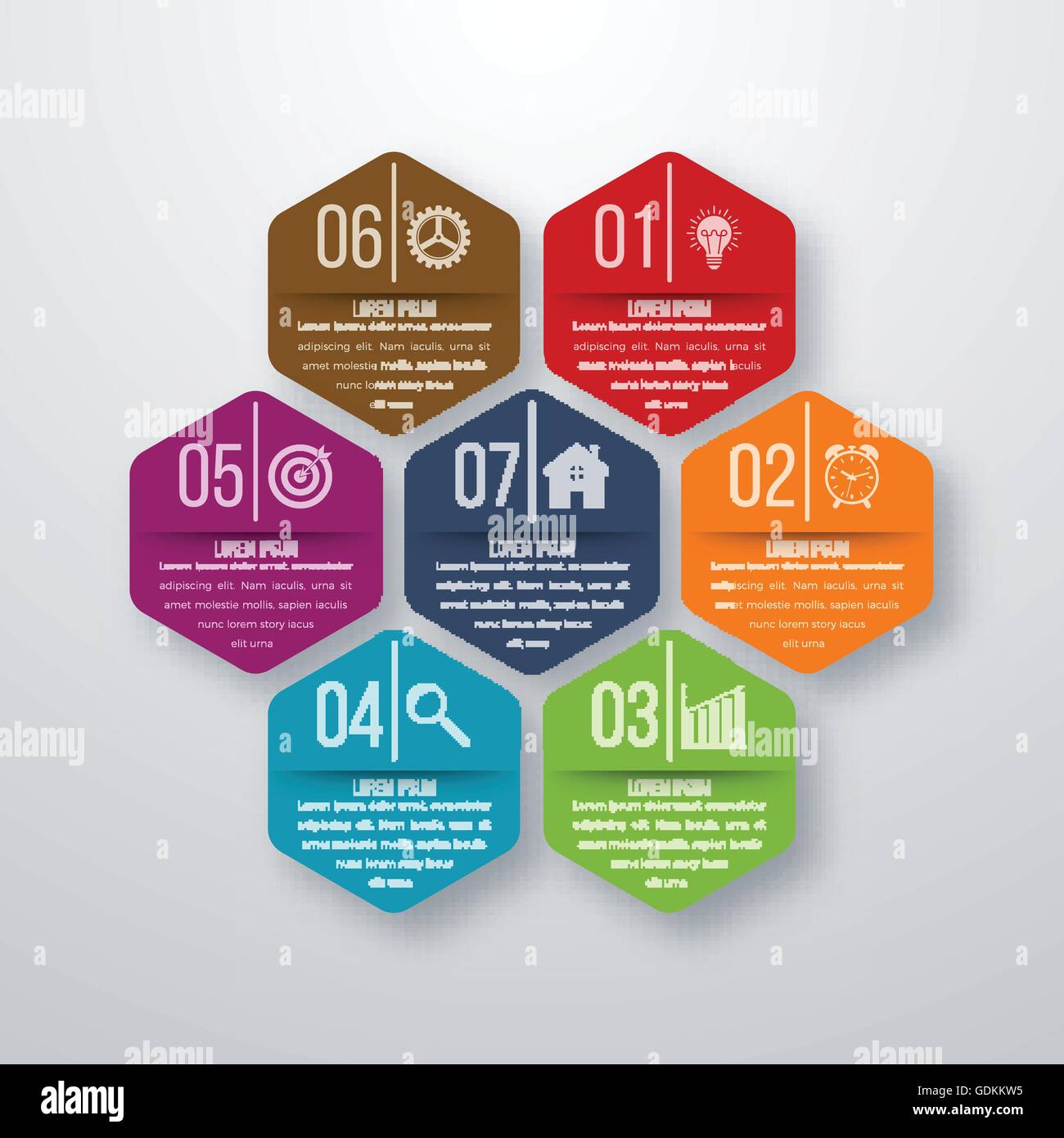 Vector illustration infographics seven hexagons Stock Vector Image ...