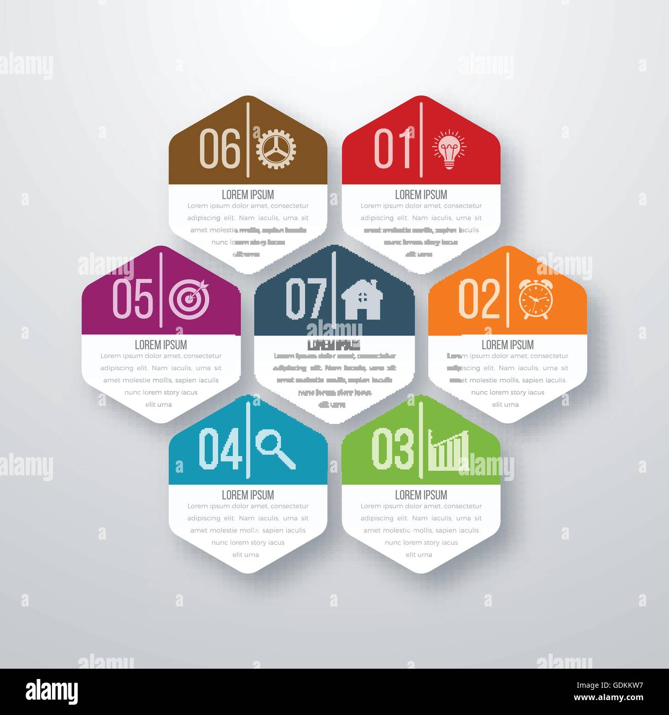 Vector illustration infographics seven hexagons Stock Vector Image ...