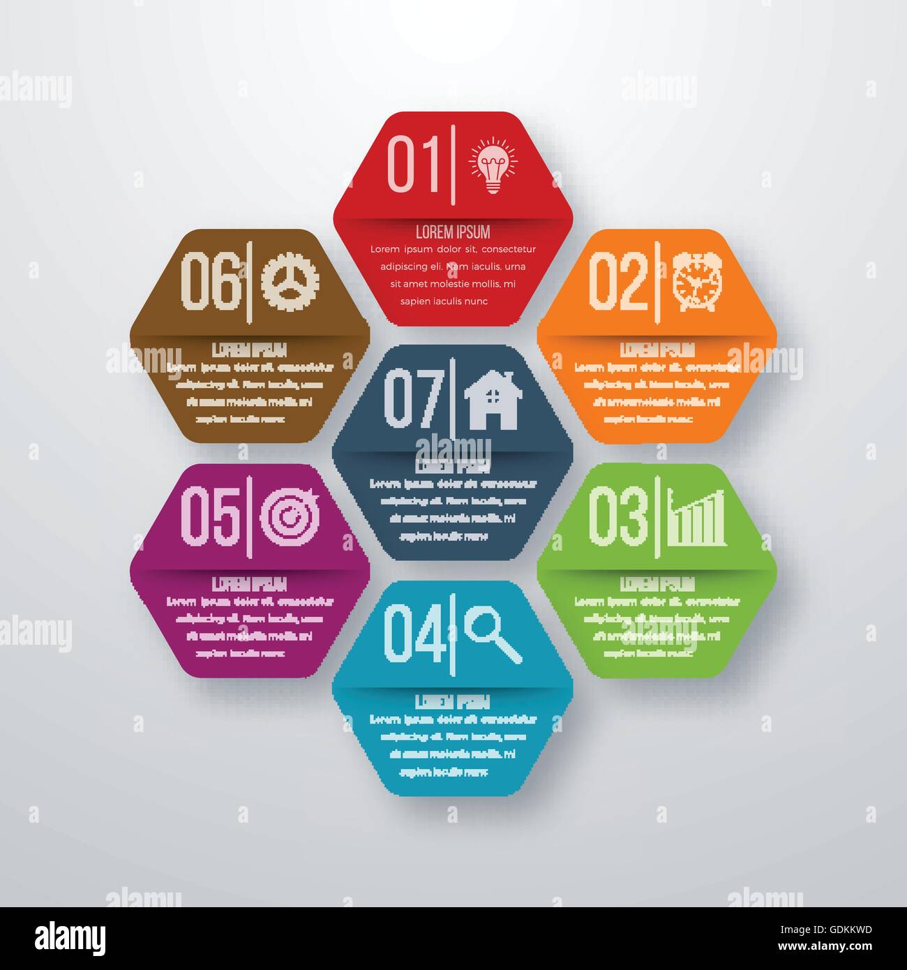 Vector illustration infographics seven hexagons Stock Vector Image ...