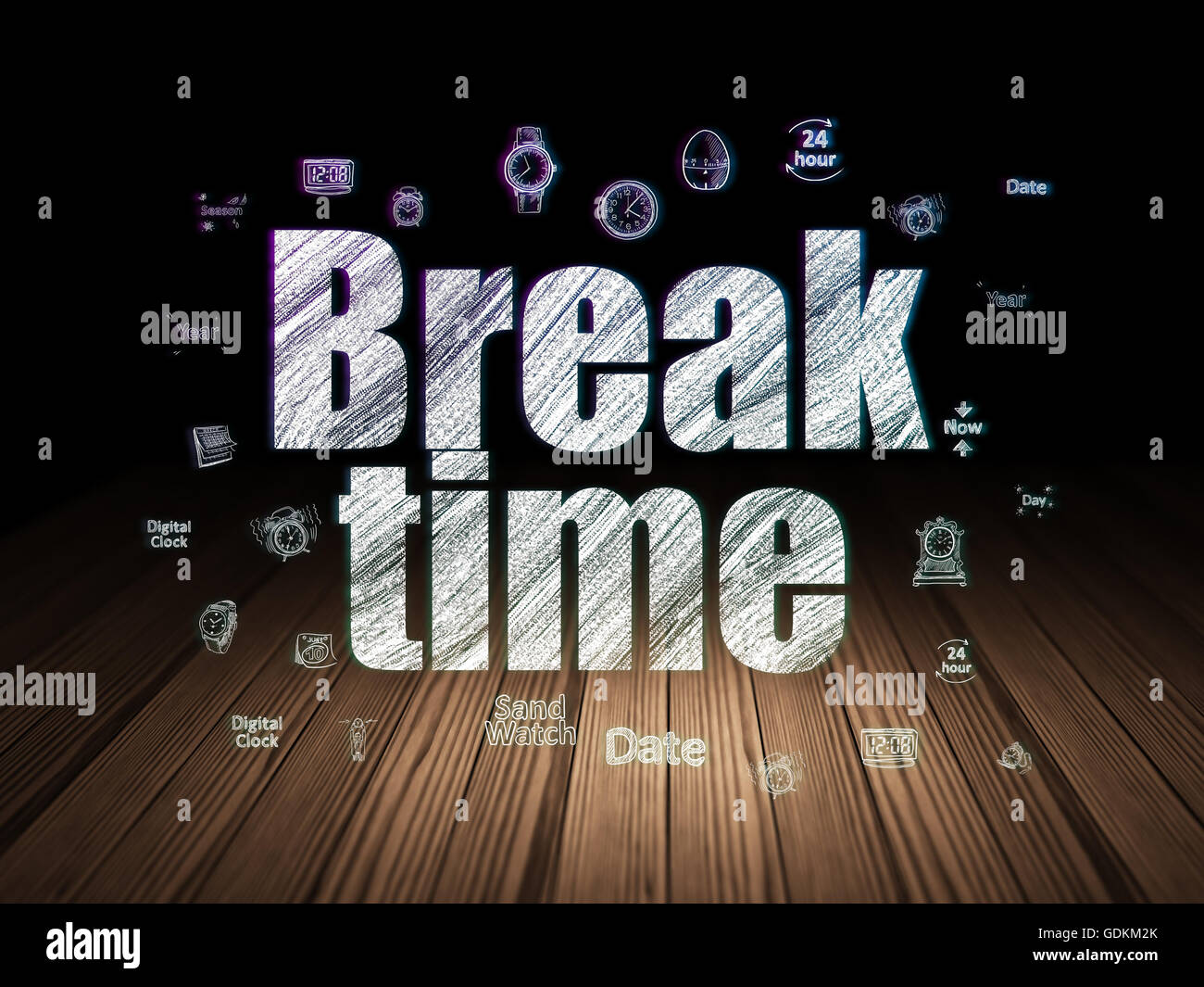 Timeline concept: Break Time in grunge dark room Stock Photo - Alamy