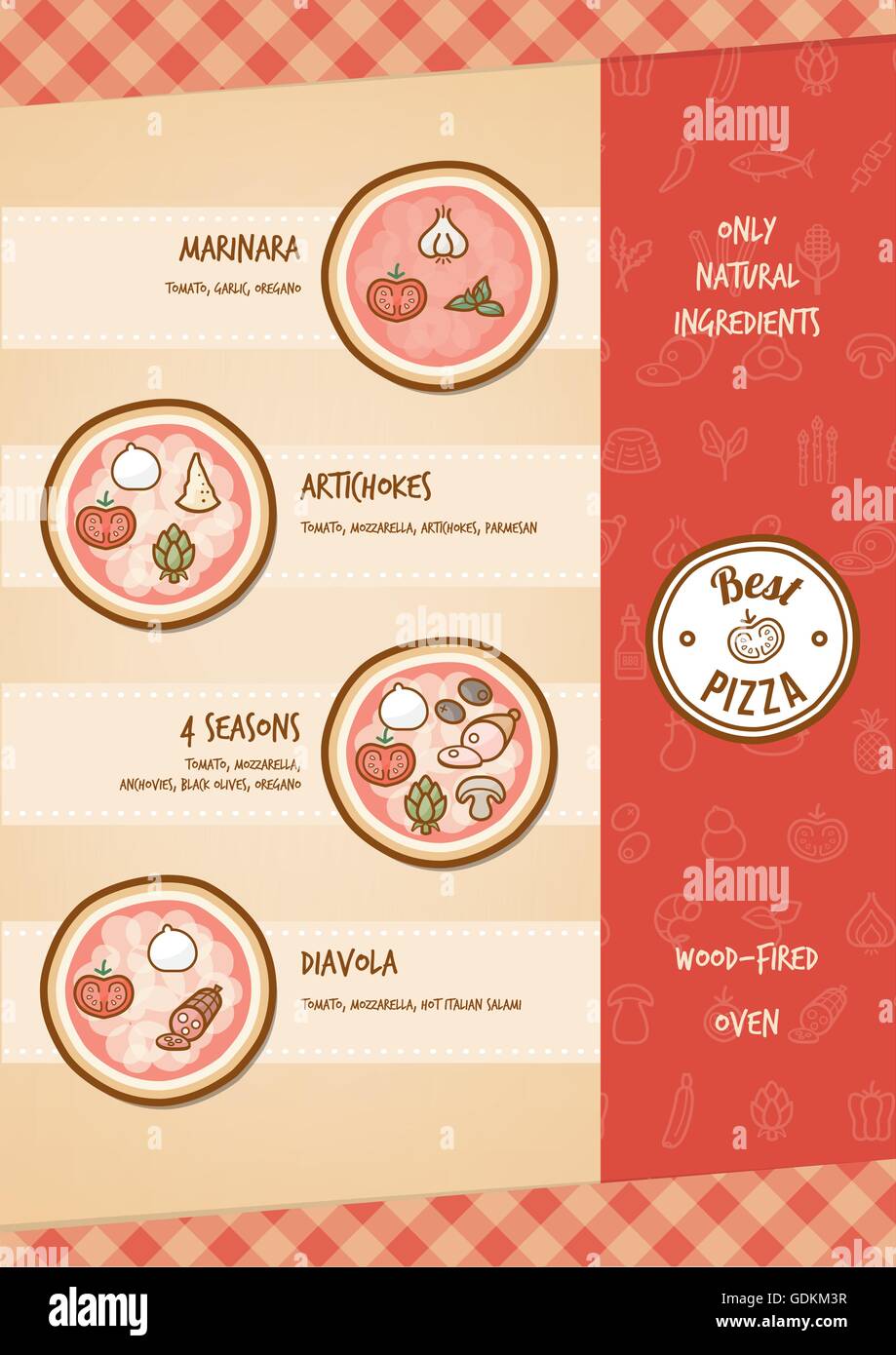 Pizza menu with different toppings and tastes Stock Vector Image & Art ...