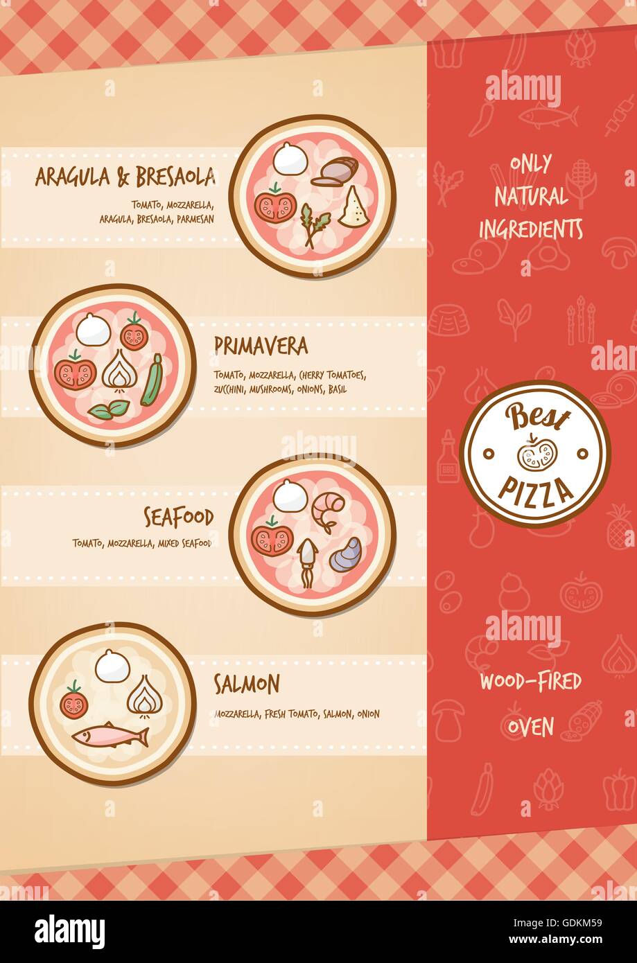 Pizza menu with different toppings and tastes Stock Vector Image & Art ...