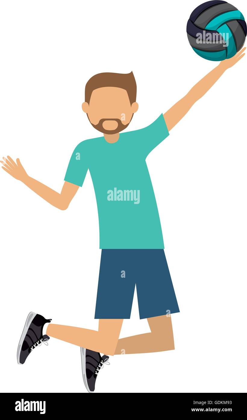 male athlete practicing volleyball isolated icon design Stock Vector ...