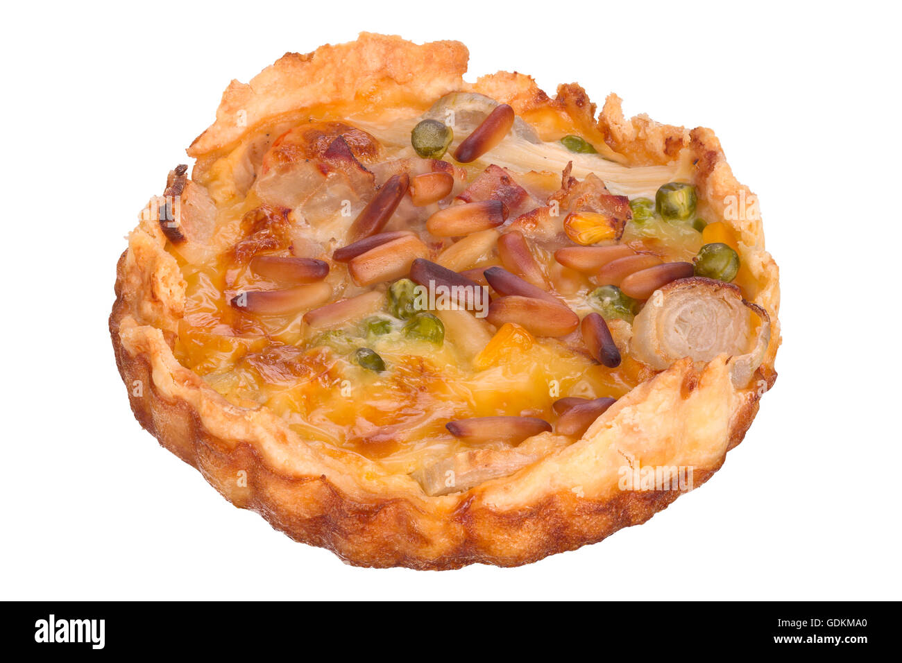 Handmade quiche isolated on white background Stock Photo - Alamy