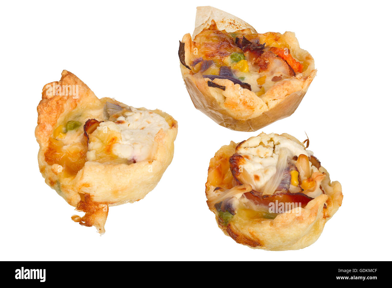 Handmade mini quiche isolated on white background Stock Photo - Alamy