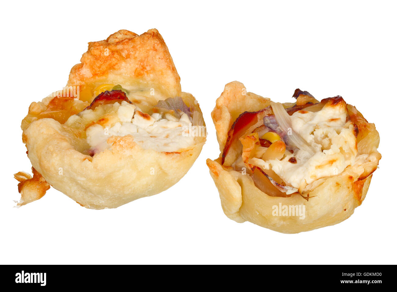Handmade mini quiche isolated on white background Stock Photo - Alamy