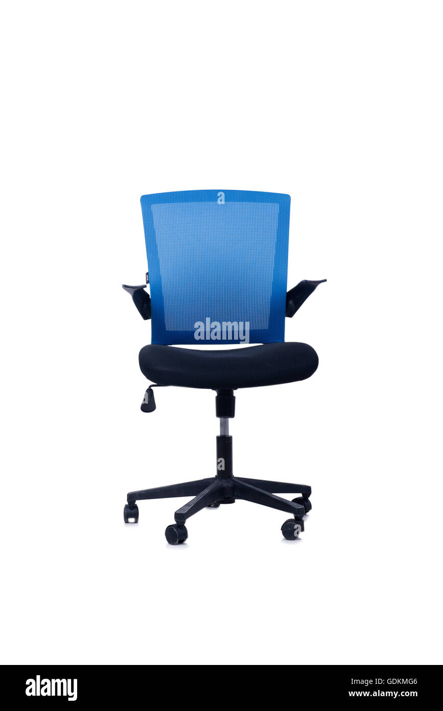 Blue office chair isolated on the white background Stock Photo - Alamy