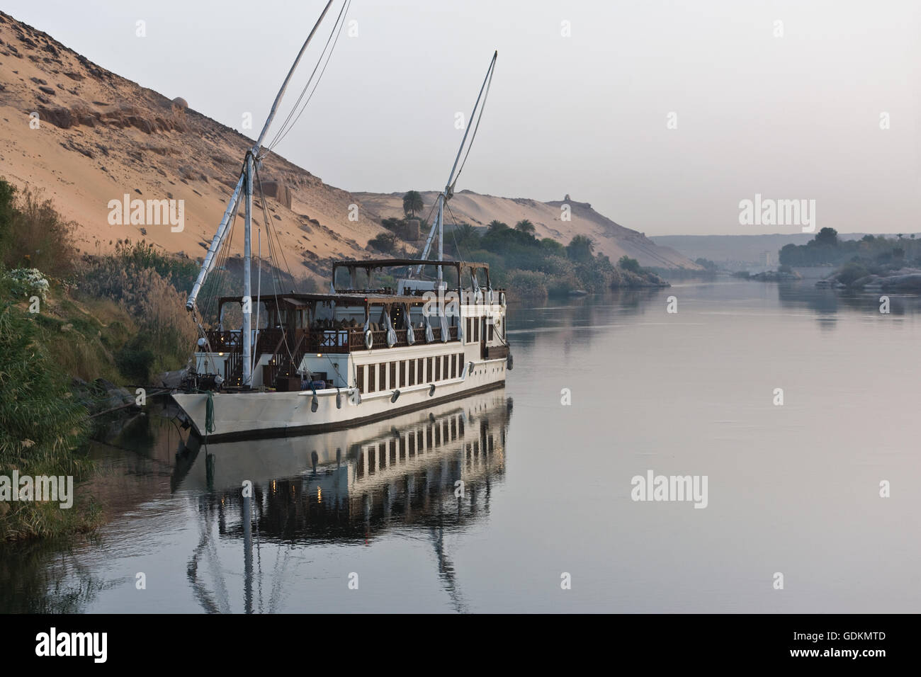 A traditional dahabiya moored on the River Nile, Egypt Stock Photo - Alamy