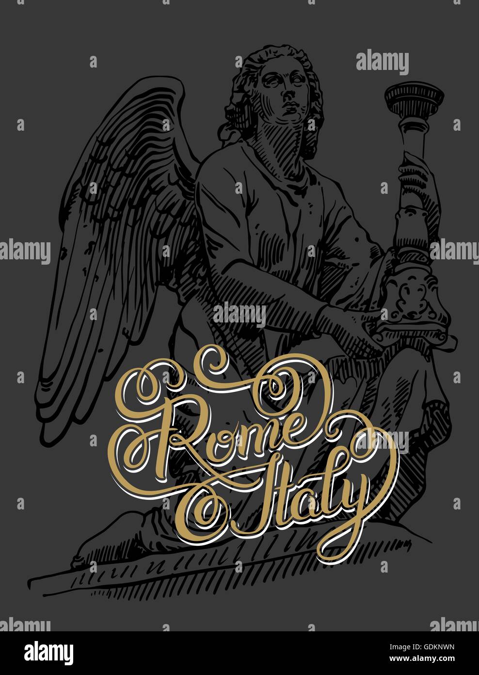 inscription Rome Italy - capital city typography written design Stock ...