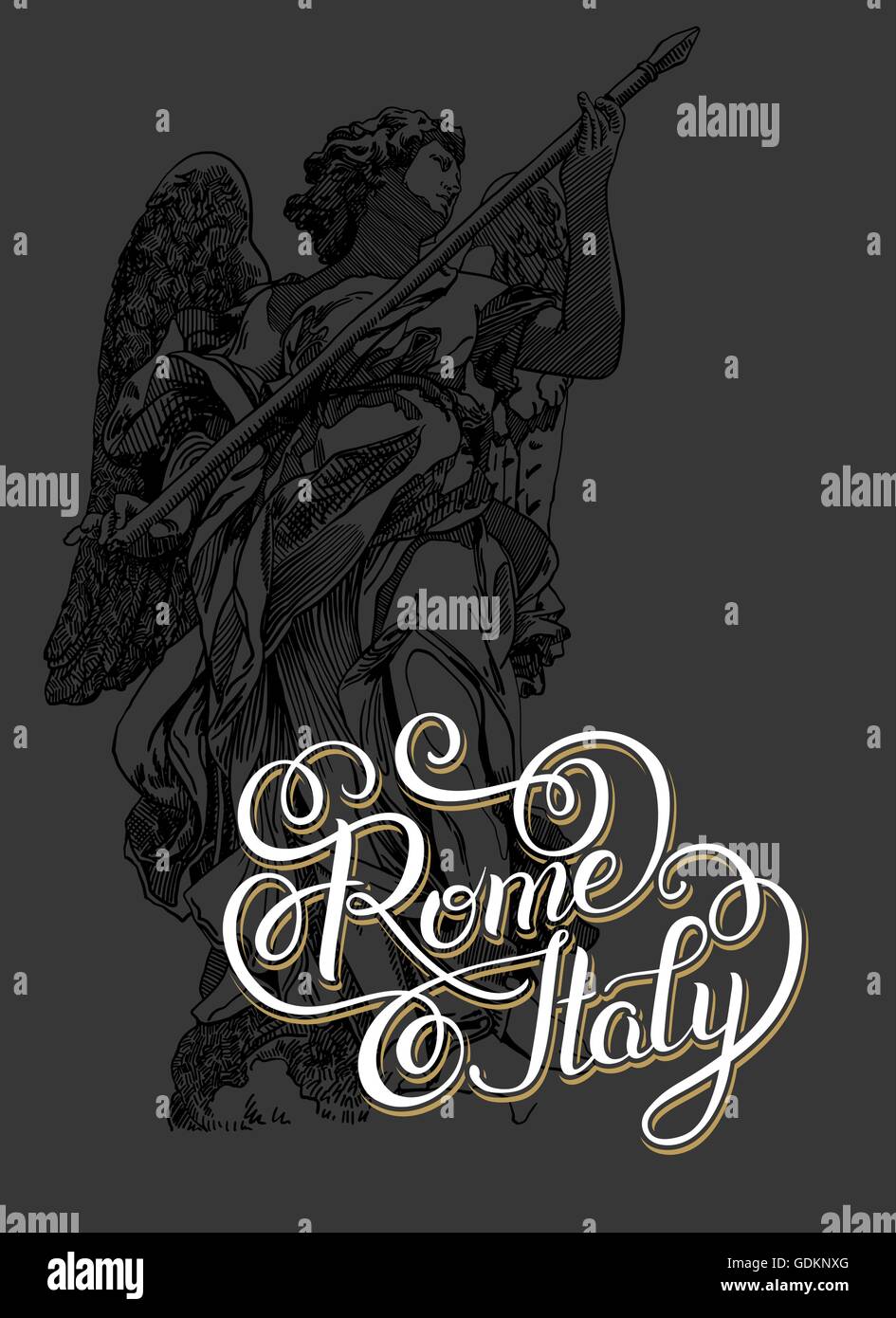 hand lettering inscription Rome Italy - capital city typography Stock Vector Image & Art - Alamy