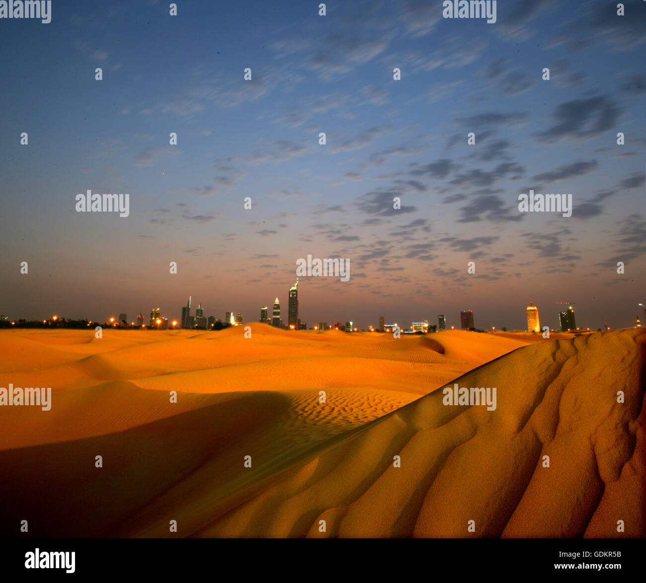 Dubai skyline and desert, Dubai, UAE Stock Photo - Alamy