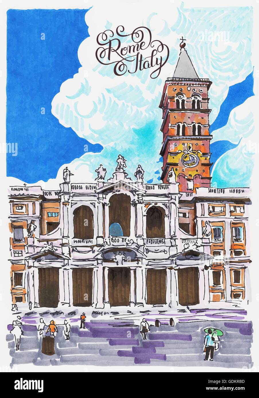 basilica papale santa maria maggiore drawing Stock Vector Image & Art ...