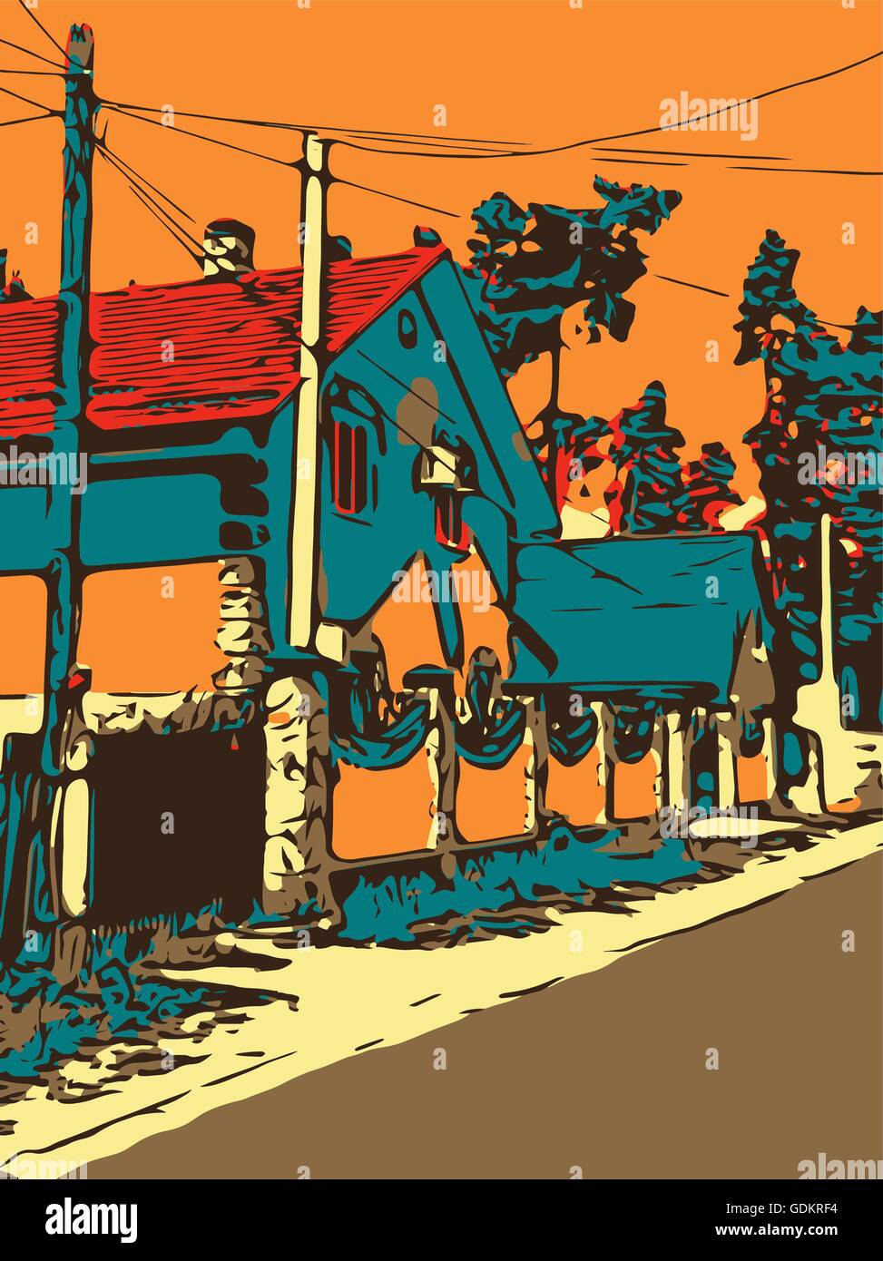 A road by a cottage Stock Vector Images - Alamy