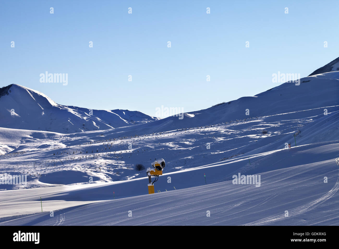 Ski resort at early morning. Greater Caucasus, Mount Shahdagh. Qusar ...