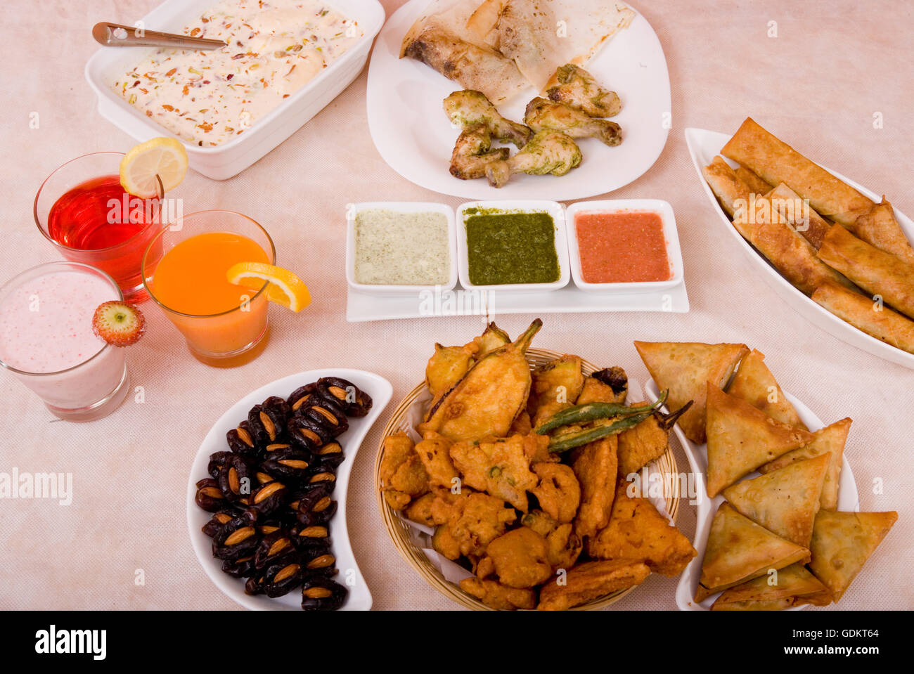 Snacks on a table, Dubai, UAE Stock Photo - Alamy