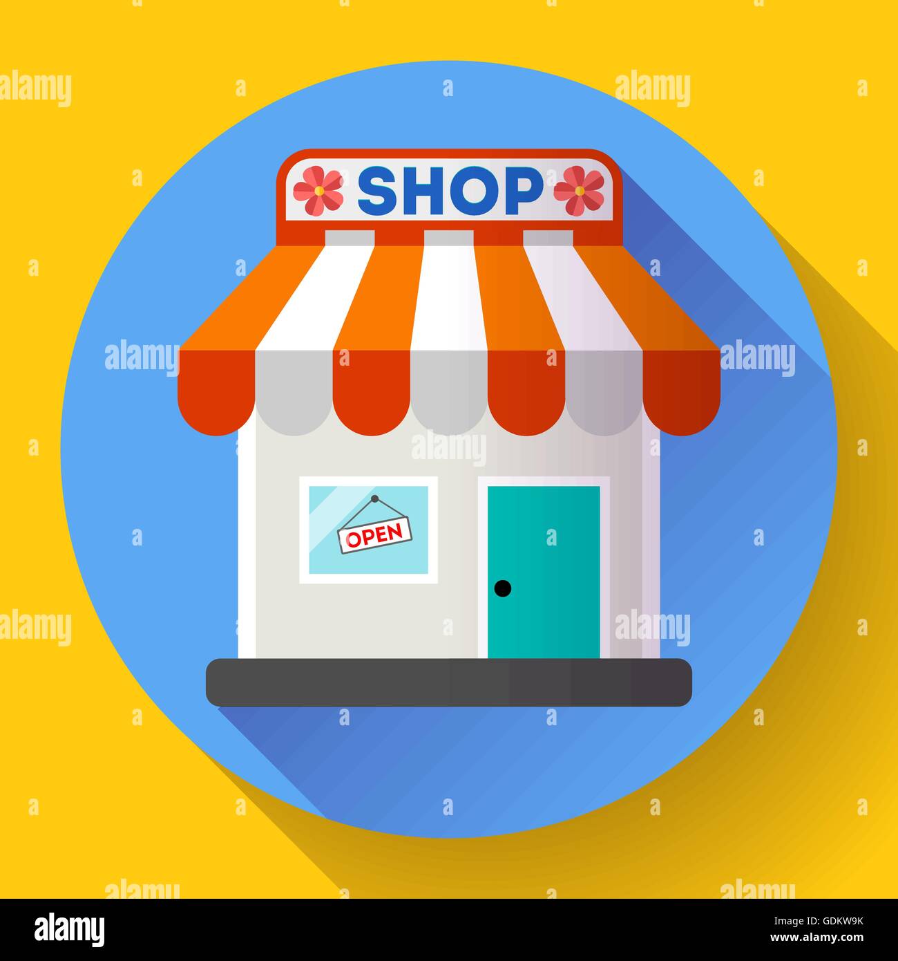Store front vector icon Flat design small shopping center exterior ...